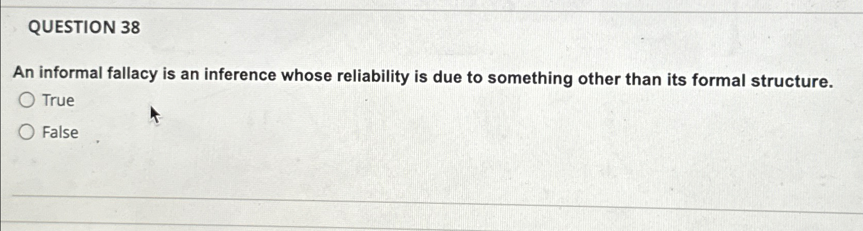 Solved QUESTION 38An informal fallacy is an inference whose | Chegg.com
