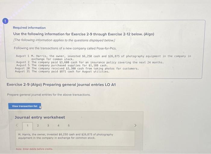 Solved Required information Use the following information | Chegg.com