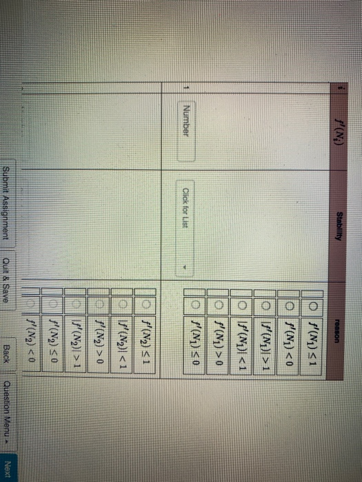 Solved Question 4: (1 point) 10N2 -N The population size per | Chegg.com