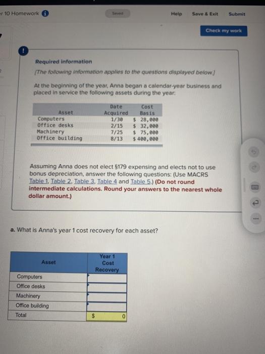 Solved 10 Homework Help Save & Exit Submit Check my work | Chegg.com