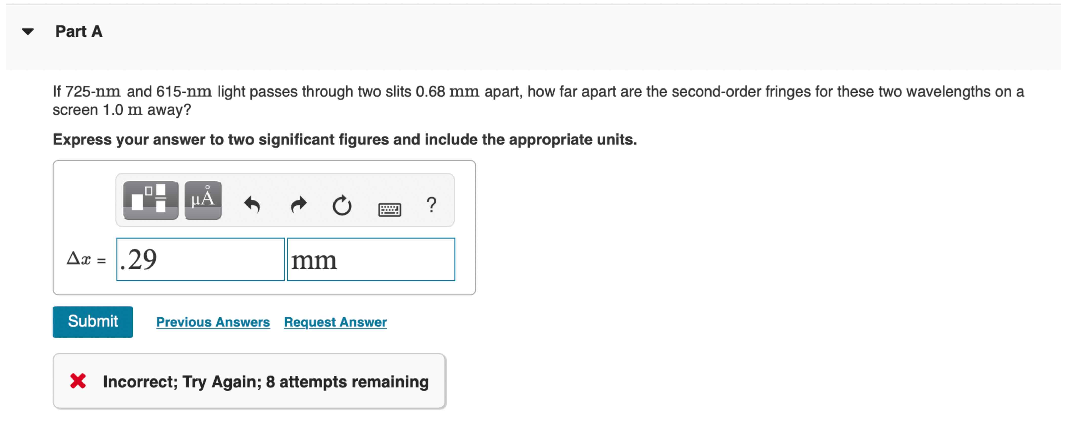 Solved PLEASE SHOW WORK:Part AIf 725-nm ﻿and 615-nm ﻿light | Chegg.com