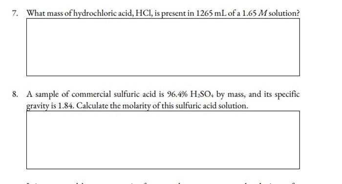 Solved 7. What mass of hydrochloric acid, HCl, is present in | Chegg.com