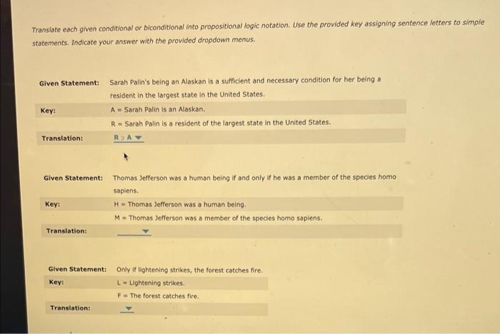 Solved Translate each given conditional or biconditional | Chegg.com