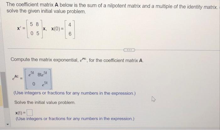 Solved The coefficient matrix A below is the sum of a | Chegg.com