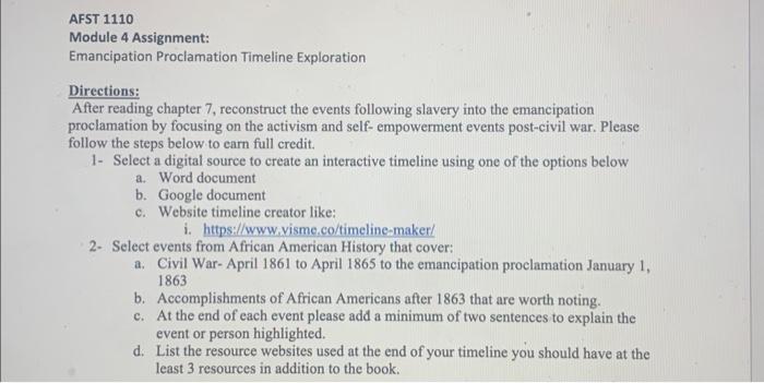 Directions: After reading chapter 7 , reconstruct the | Chegg.com