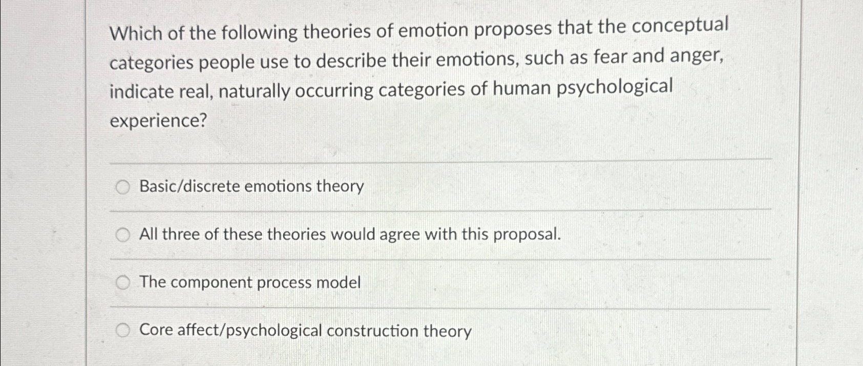 Solved Which of the following theories of emotion proposes | Chegg.com