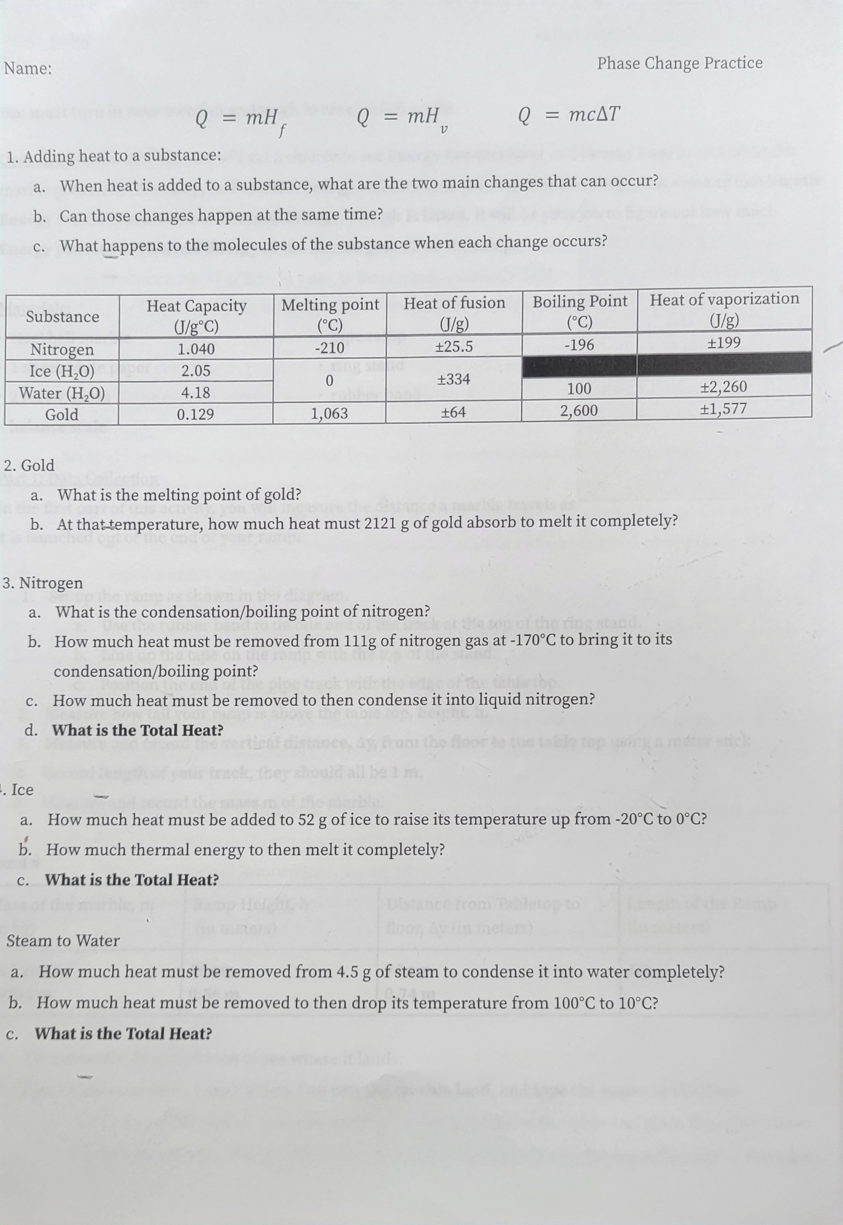Solved Q=mHf,Q=mHv,Q=mcΔTAdding heat to a substance:a. ﻿When | Chegg.com