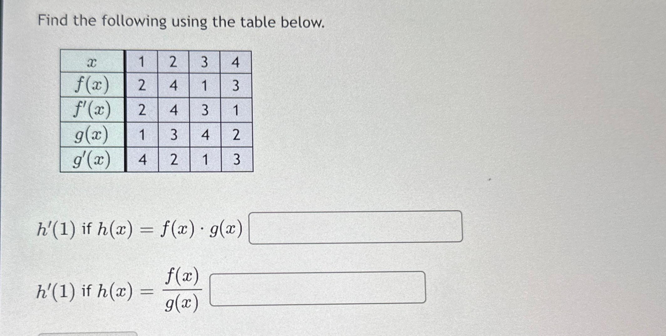 Solved Find the following using the table | Chegg.com