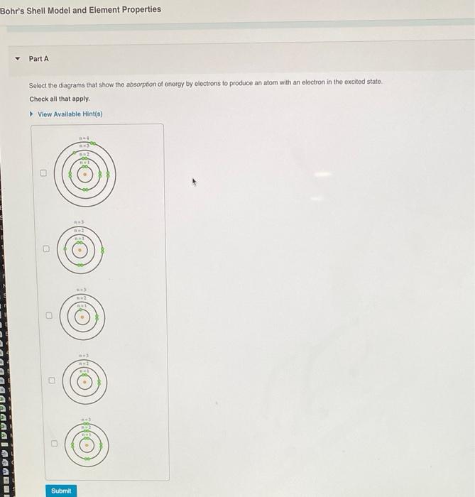 Solved Bohr's Shell Model and Element Properties Part A | Chegg.com
