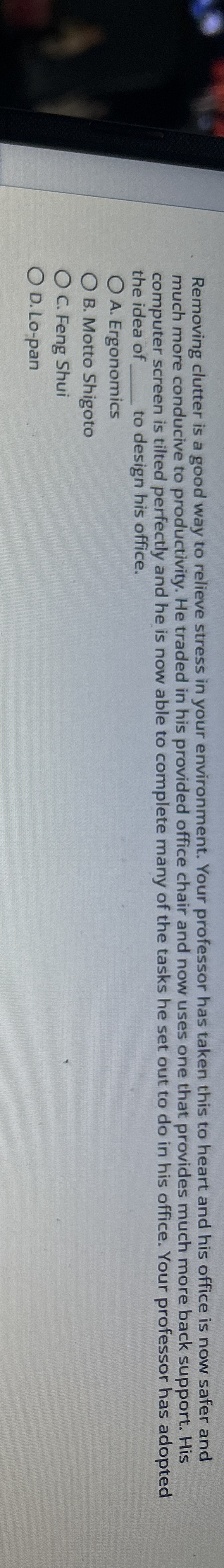 High Quality SOLUTION Removing clutter is a good way to relieve stress in | Chegg.com