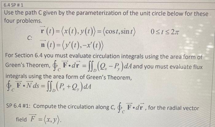 Solved 6.4 SP # 1 Use the path C given by the | Chegg.com