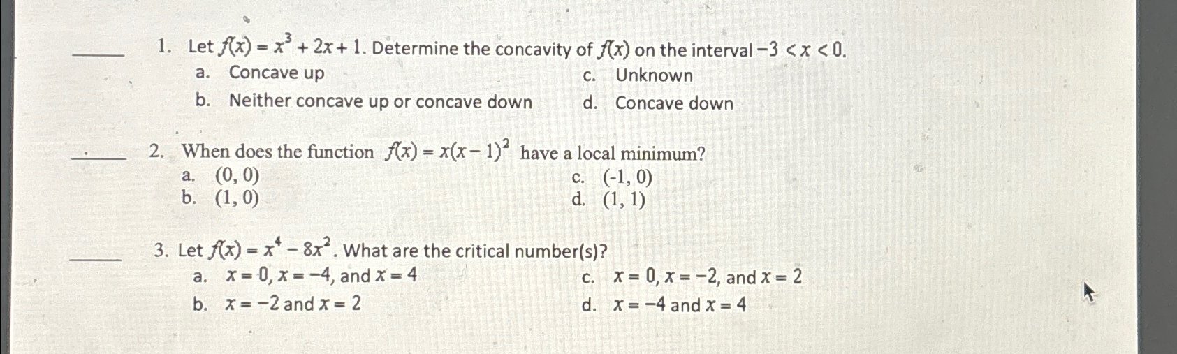 Solved Let f(x)=x3+2x+1. ﻿Determine the concavity of f(x) | Chegg.com