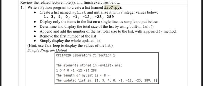Solved Review the related lecture note(s), and finish | Chegg.com
