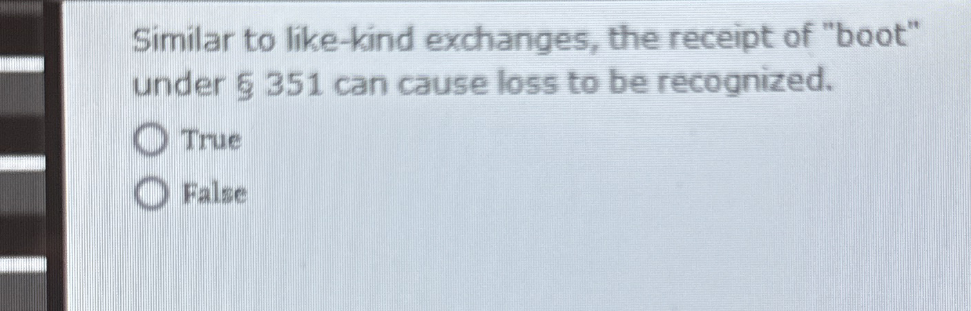 Solved Similar to like-kind exchanges, the receipt of | Chegg.com
