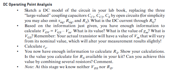 Solved DC ﻿Operating Point AnalysisSketch a DC ﻿model of | Chegg.com
