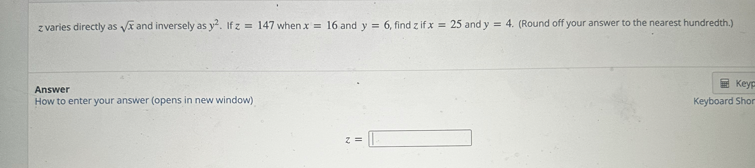 Solved z ﻿varies directly as x2 ﻿and inversely as y2. ﻿If | Chegg.com