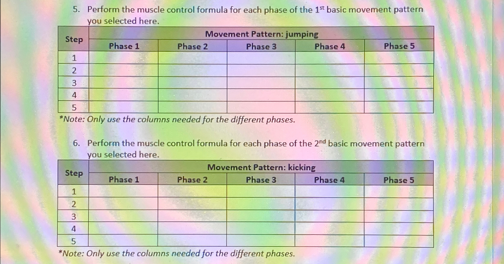 Perform the muscle control formula for each phase of | Chegg.com