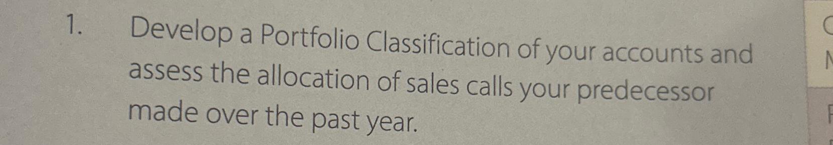 Solved Develop a Portfolio Classification of your accounts | Chegg.com