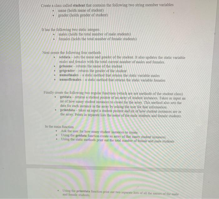 Solved Create a class called student that contains the | Chegg.com