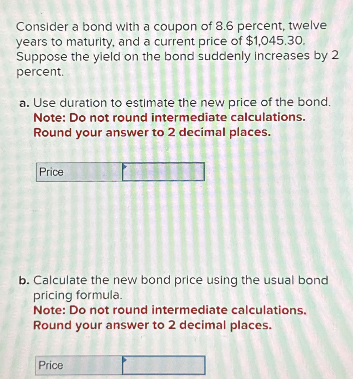 Solved Consider a bond with a coupon of 8.6 ﻿percent, twelve | Chegg.com