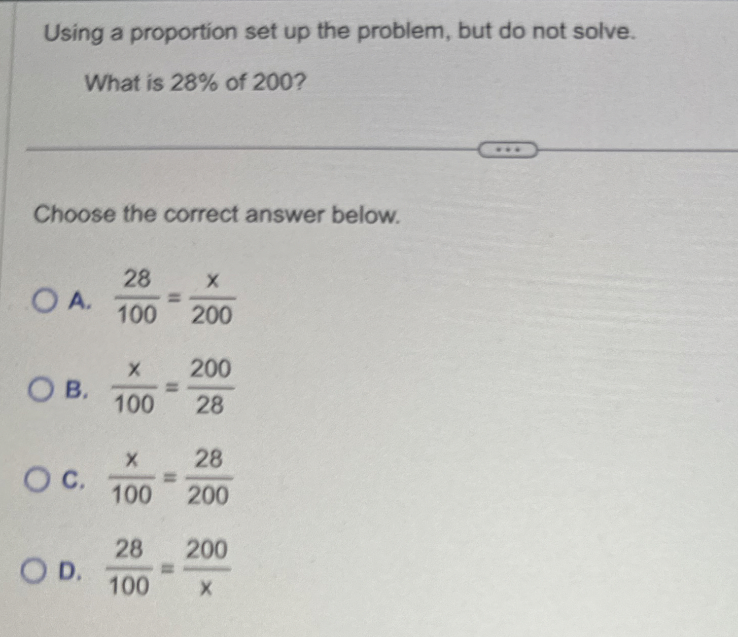 Solved Using a proportion set up the problem, but do not | Chegg.com