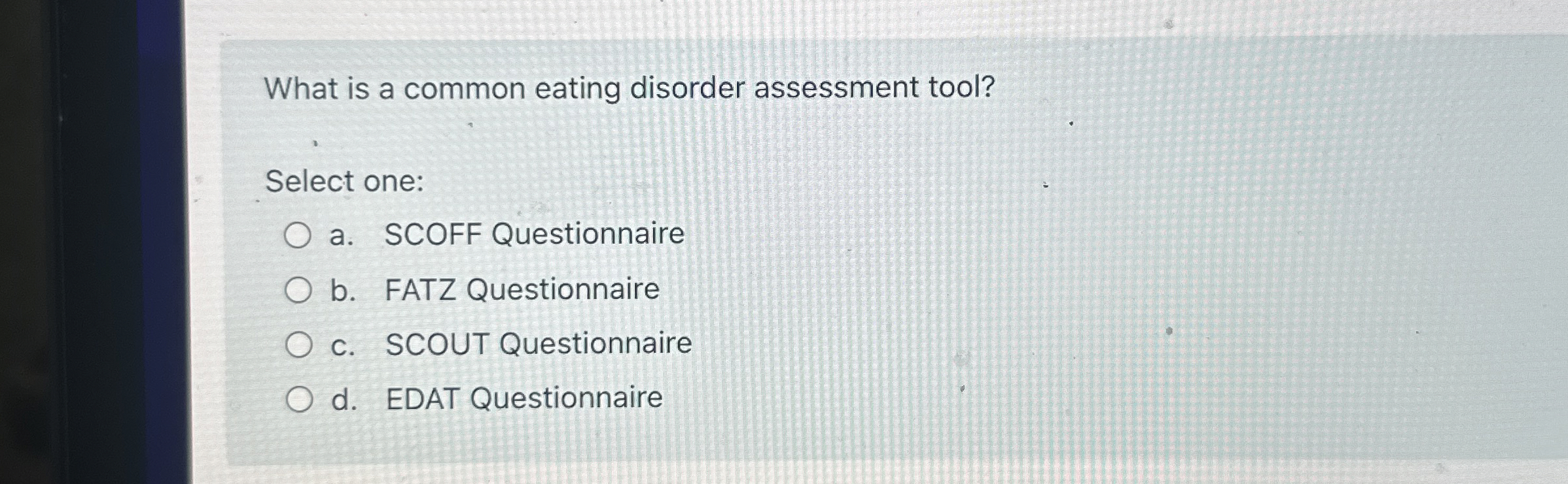 Solved What is a common eating disorder assessment | Chegg.com