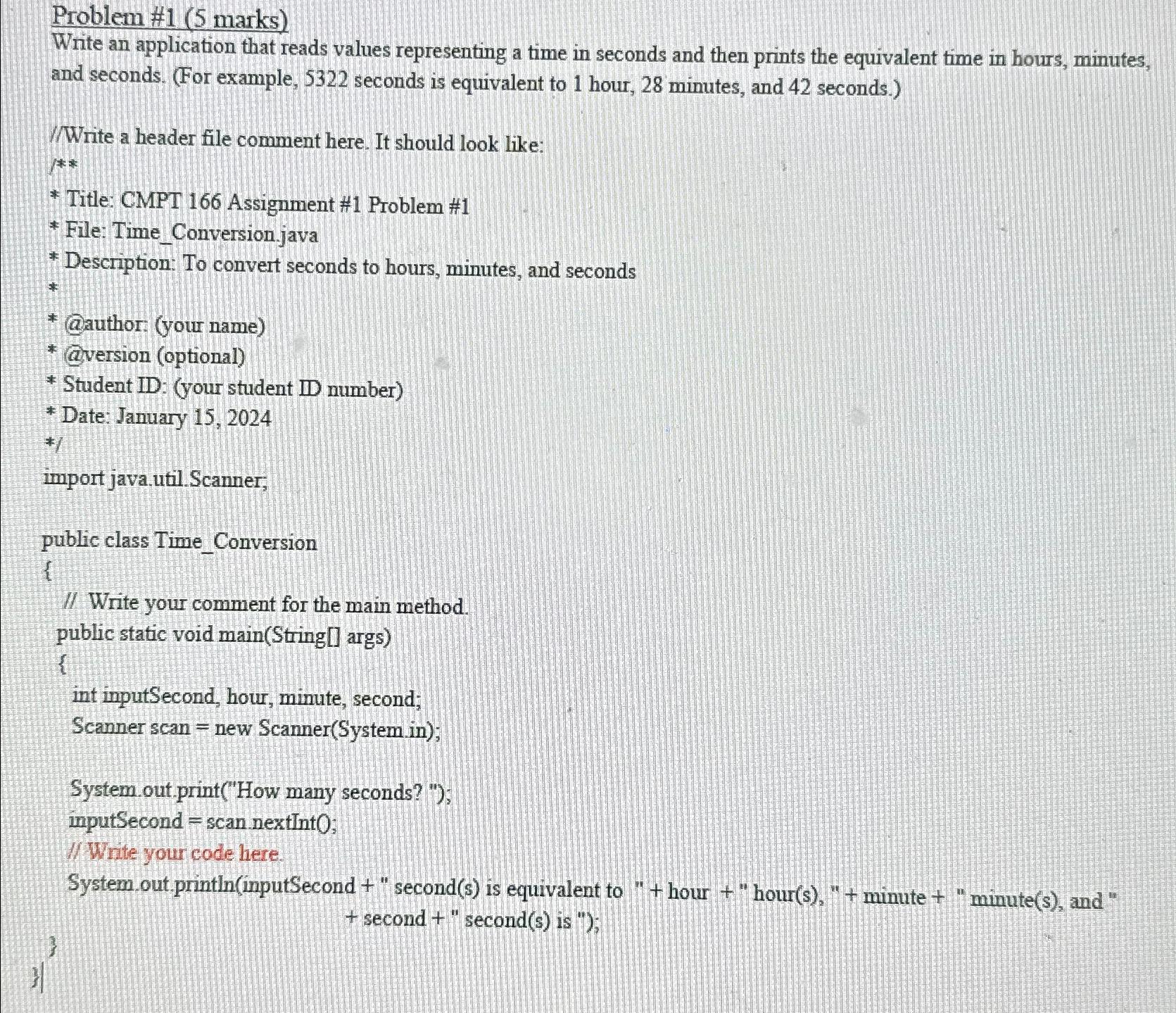 Solved Problem #1 (5 ﻿marks)Write an application that reads | Chegg.com