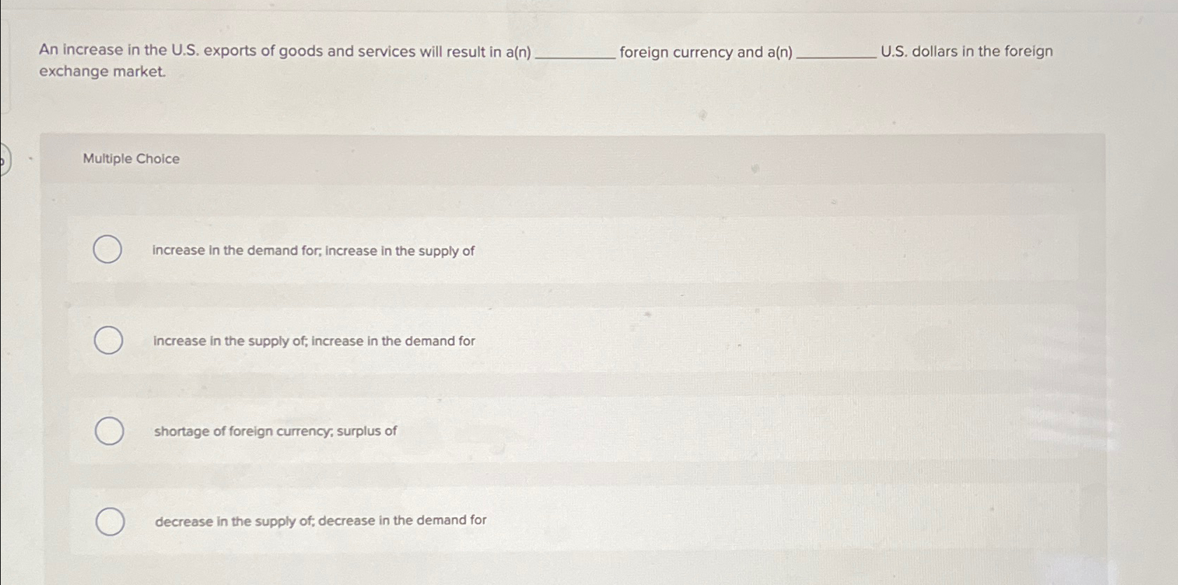 Solved An increase in the U.S. ﻿exports of goods and | Chegg.com