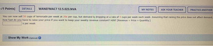 Solved -/1 Points] DETAILS WANEFMAC7 12.5.023.NVA MY NOTES | Chegg.com