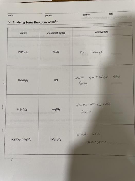 Solved section date name partner Calculations and | Chegg.com