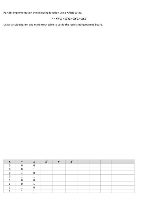 Solved Experiment 3 Worksheet: NOA and NAND Implementation | Chegg.com