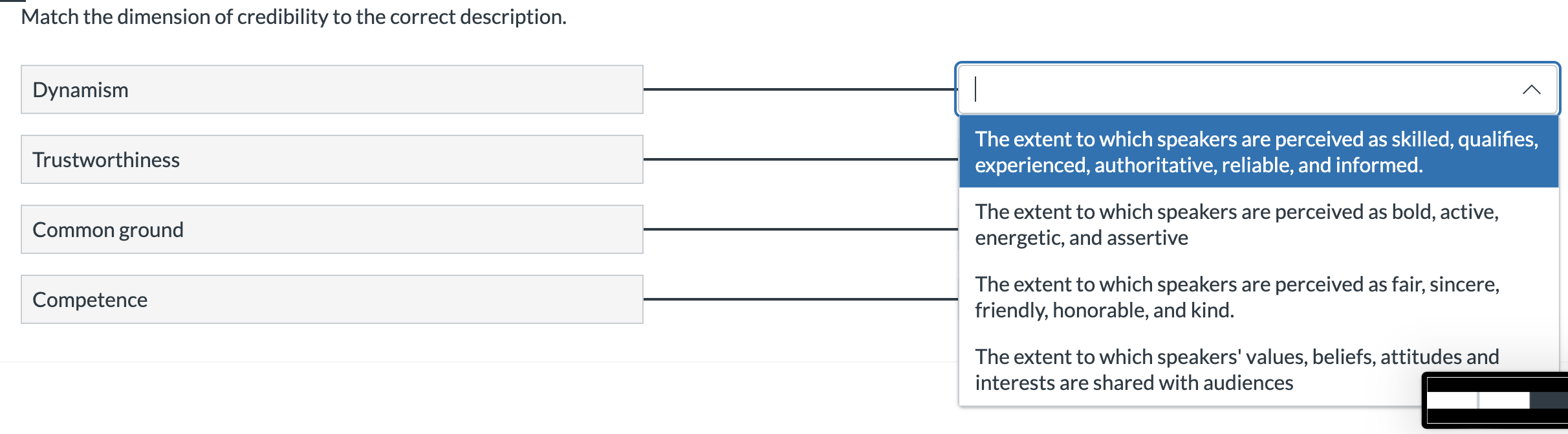 Solved Match the dimension of credibility to the correct | Chegg.com