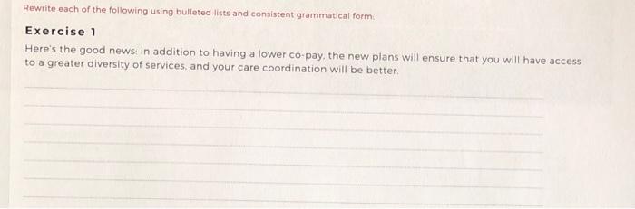 Solved Rewrite each of the following using bulleted lists | Chegg.com