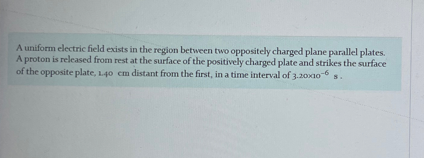 Solved A uniform electric field exists in the region between | Chegg.com