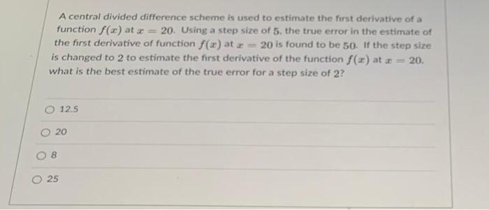 Solved A central divided difference scheme is used to | Chegg.com