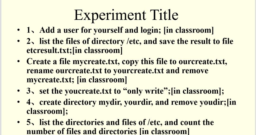 Solved Experiment Title - 1、Add a user for yourself and | Chegg.com