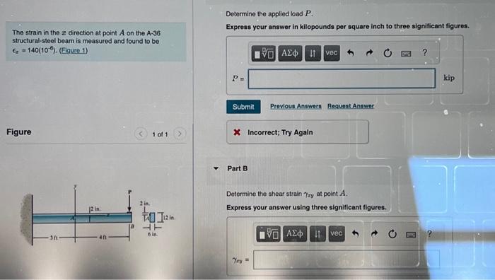 Solved Determine the applied load P. The strain in the a | Chegg.com