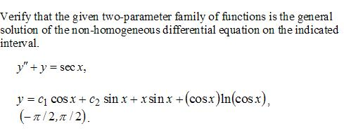 Solved Verify that the given two-parameter family of | Chegg.com