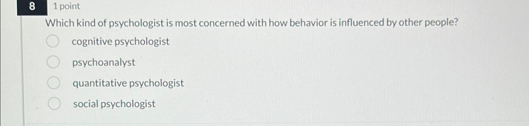 Solved 81 pointWhich kind of psychologist is most concerned | Chegg.com Solved 81 pointWhich kind of psychologist is most concerned | Chegg.com