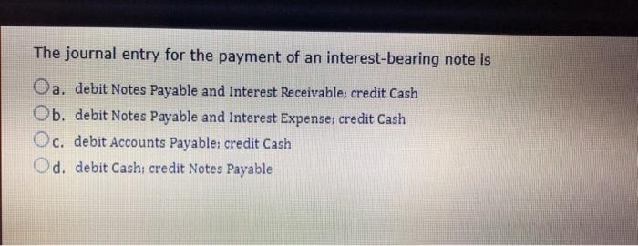 Solved The journal entry for the payment of an | Chegg.com