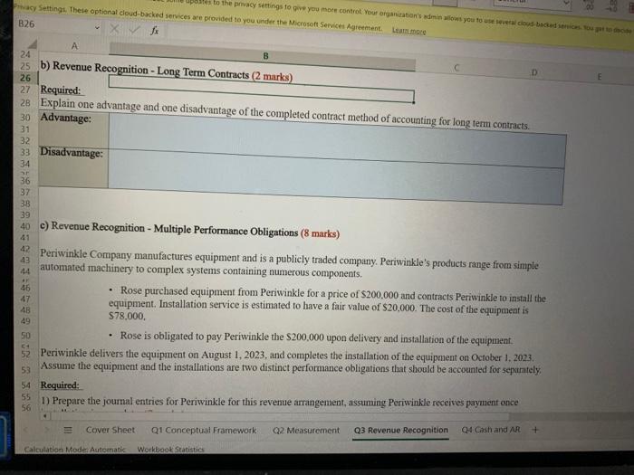 Question 3 - Revenue Recognition (15 marks) "Please | Chegg.com