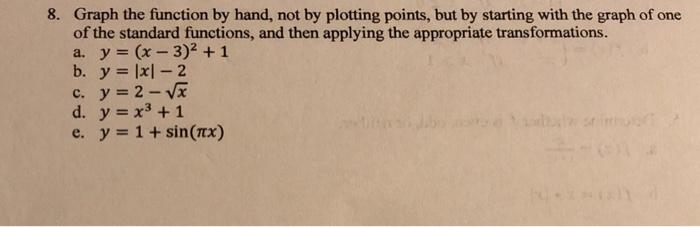 Solved 8. Graph the function by hand, not by plotting | Chegg.com