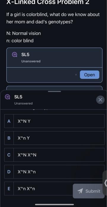 Solved X-Linked Cross Problem 2 If a girl is colorblind, | Chegg.com