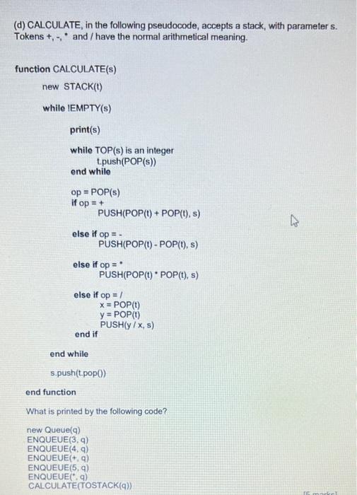 Solved ALCULATE, in the following pseudocode, accepts a | Chegg.com