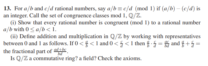 Solved use Axioms For ab ﻿and cd ﻿rational numbers, say | Chegg.com
