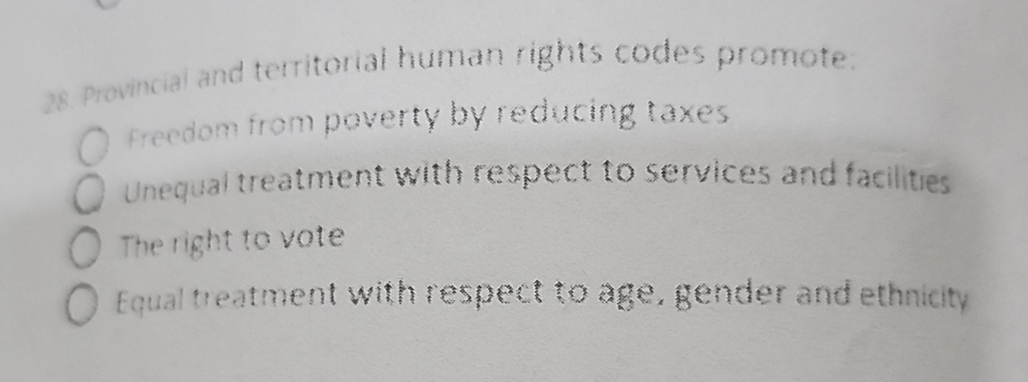 Solved 28 ﻿provincial and tetritorial human rights codes | Chegg.com