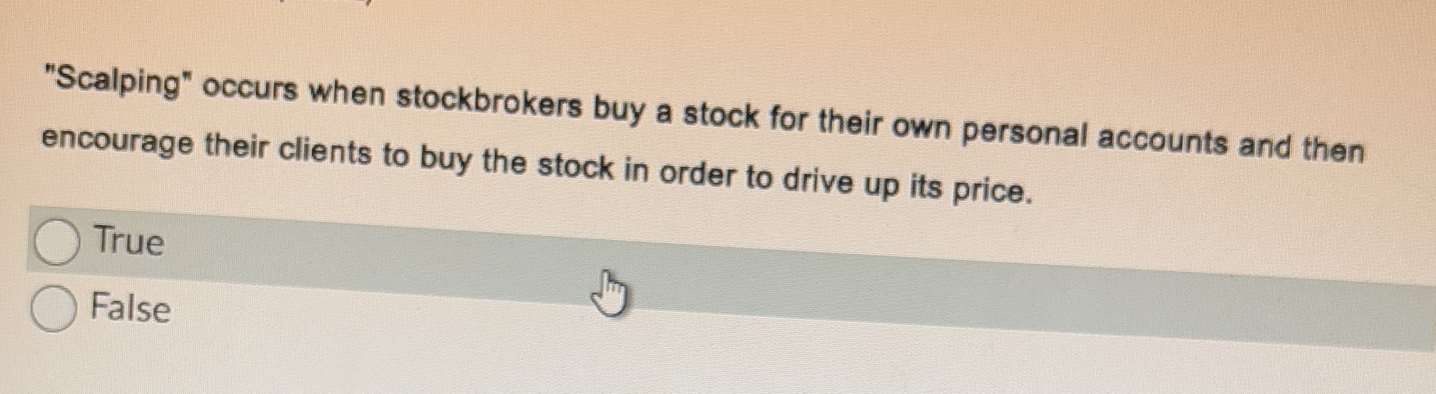 Solved "Scalping" occurs when stockbrokers buy a stock for | Chegg.com