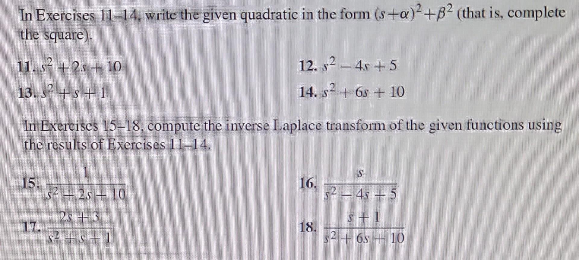 Solved In Exercises 11−14, write the given quadratic in the | Chegg.com