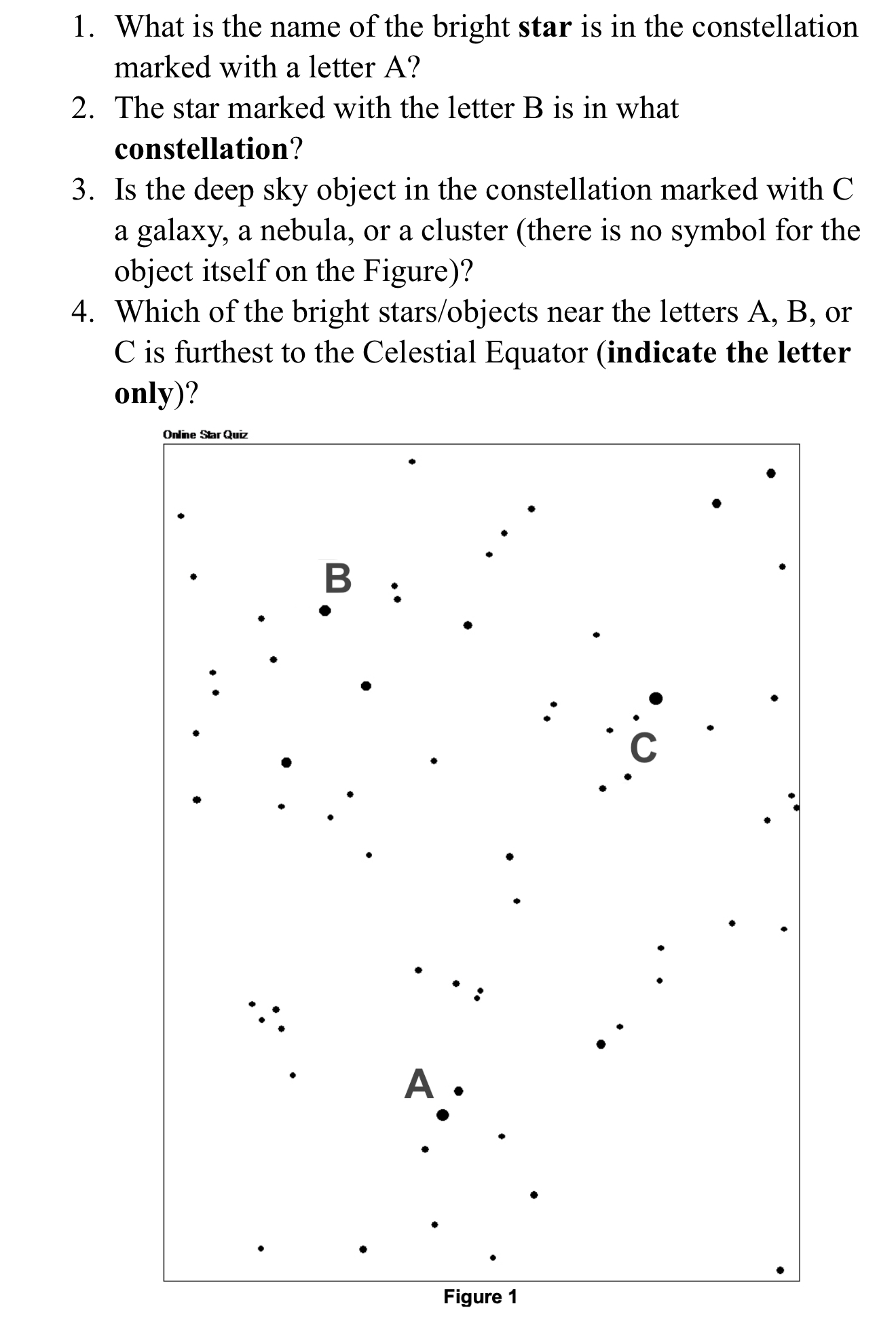 Solved The star marked with the letter B is in what | Chegg.com