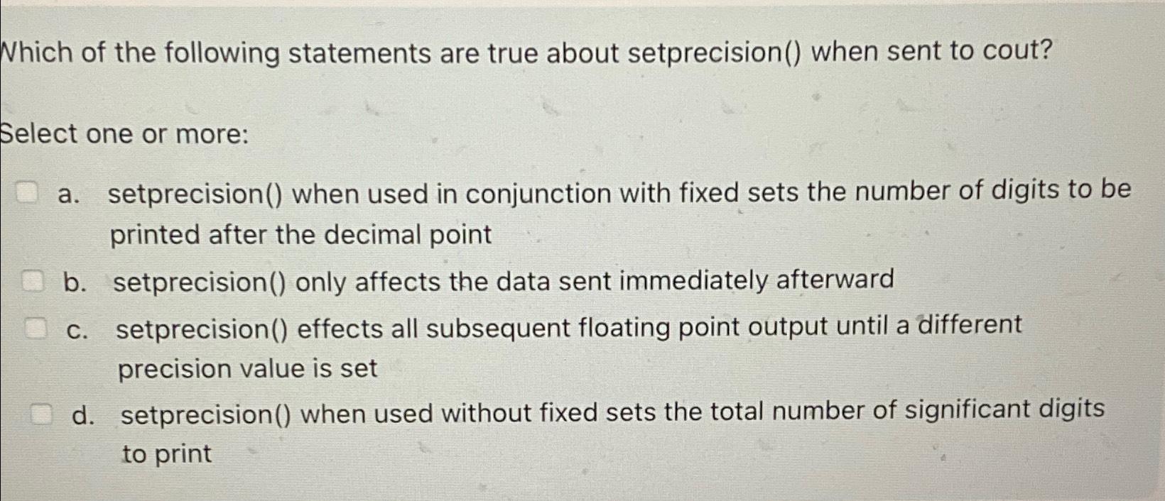 Solved Which of the following statements are true about | Chegg.com